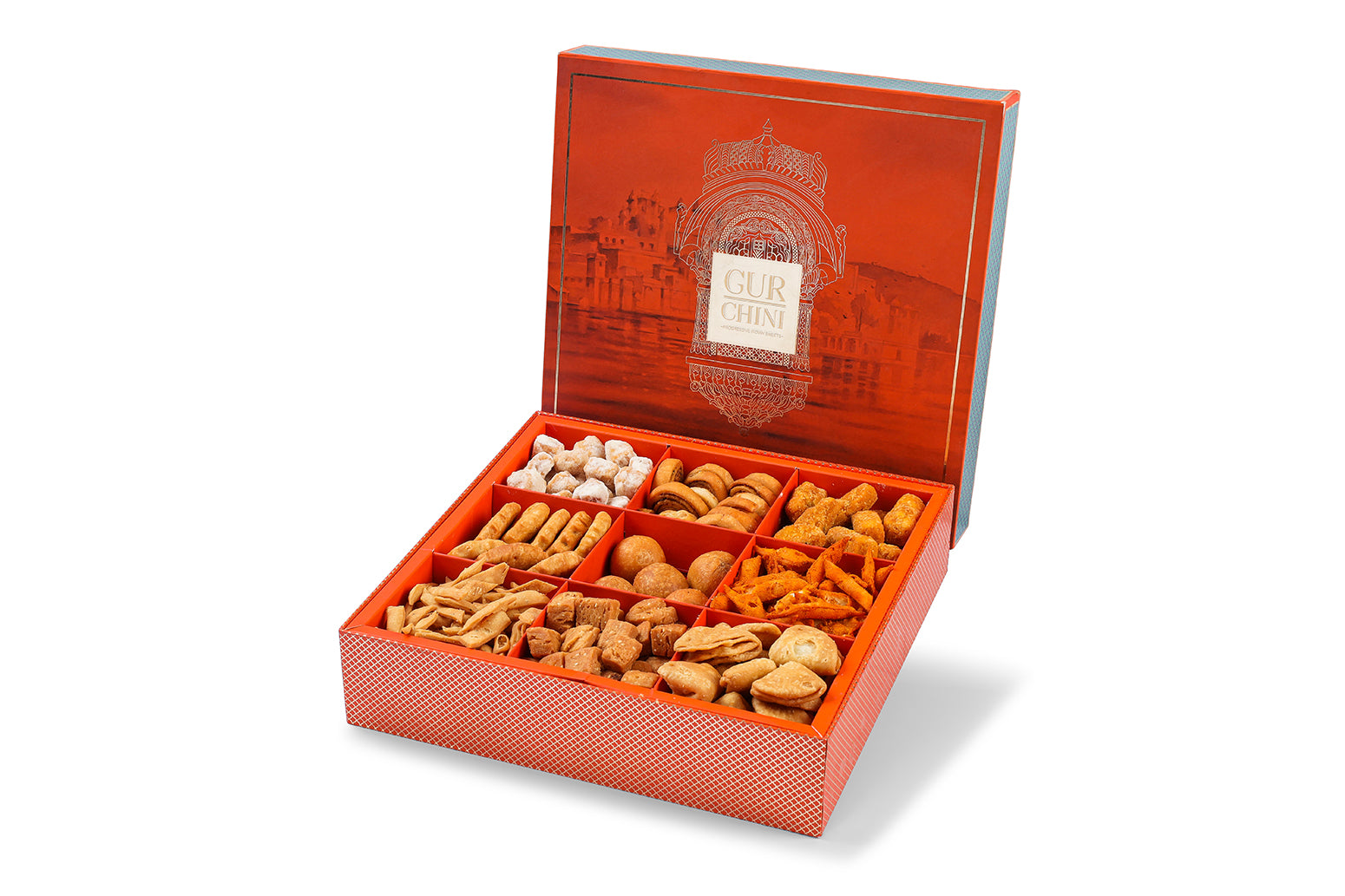 Luxury Orange Jharokha 9 Coloum Bhaji Box.