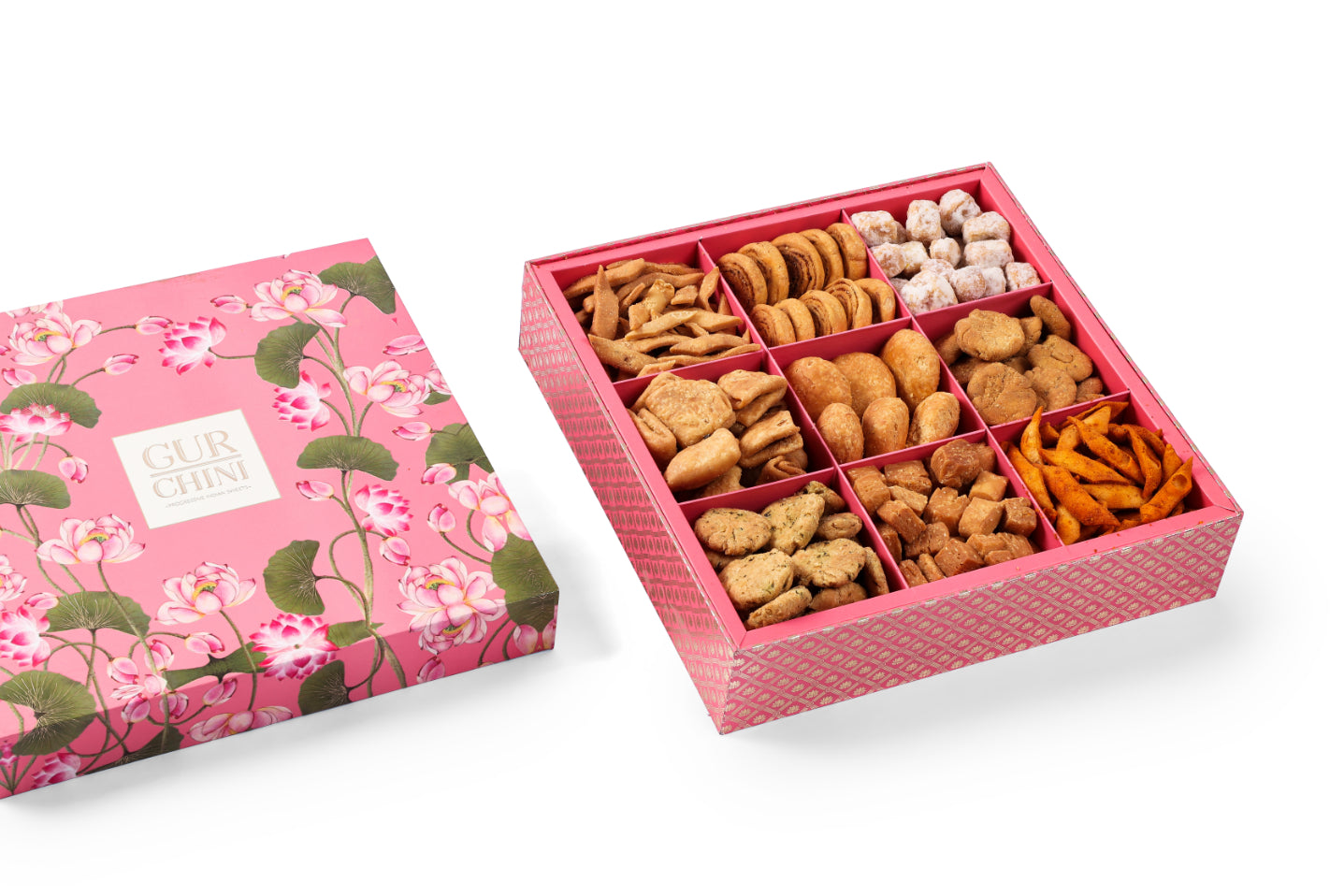 Luxury Pink Lotus 9 Coloum Bhaji Box